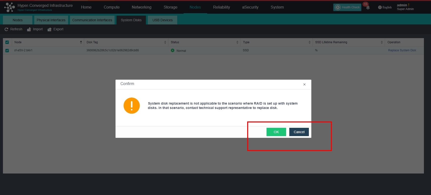 วิธีการ replace system disk ของ HCI sangfor – บริษัท ซังฟอร์ เทคโนโลยี (ประเทศไทย) จำกัด
