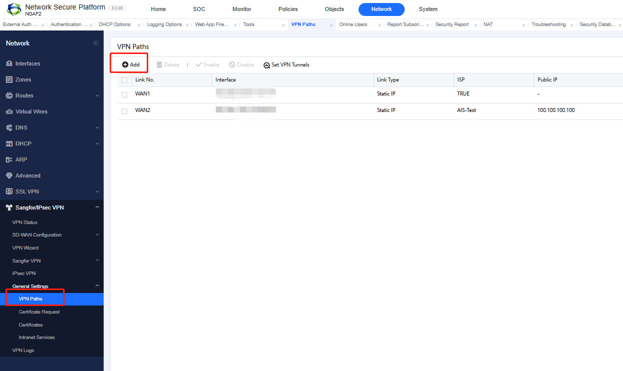 การตั้งค่า Sangfor VPN (Site to Site VPN) – บริษัท ซังฟอร์ เทคโนโลยี ...