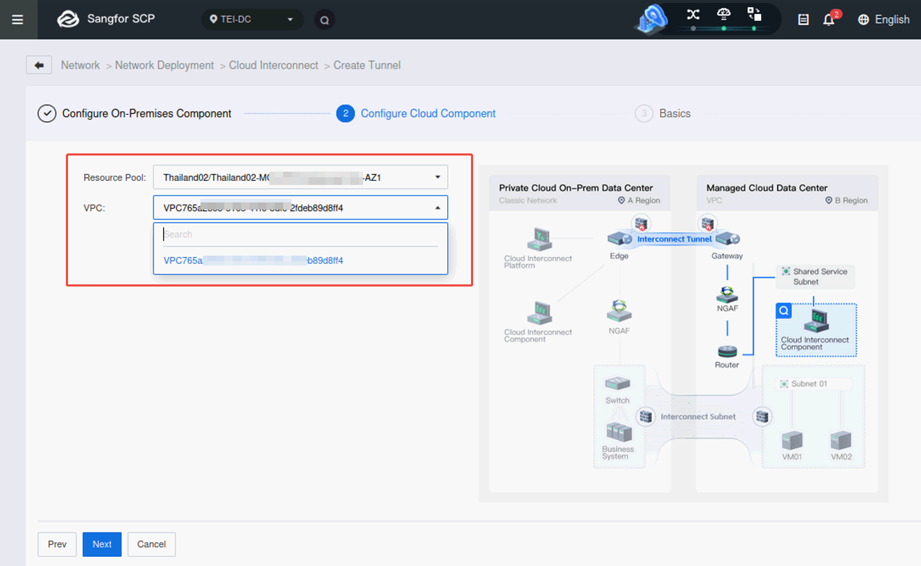 Cloud Interconnect สร้างช่องสัญญาณเครือข่ายระหว่าง Private HCI และ Sangfor Managed Cloud (MCS ...