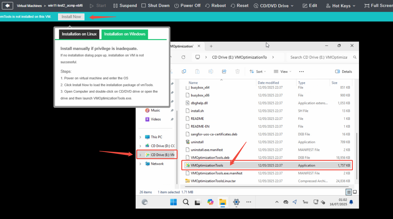 การติดตั้ง vmtools บน VM บน Sangfor HCI – บริษัท ซังฟอร์ เทคโนโลยี (ประเทศไทย) จำกัด